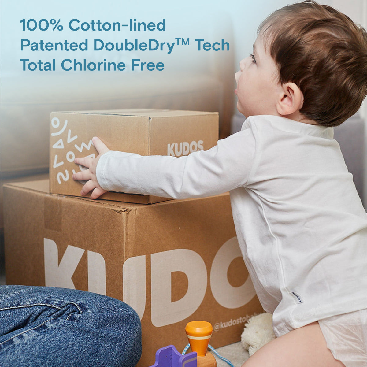 Diaper Box | 100% Cotton Liner, TCF Diapers Size 1-6 | Kudos